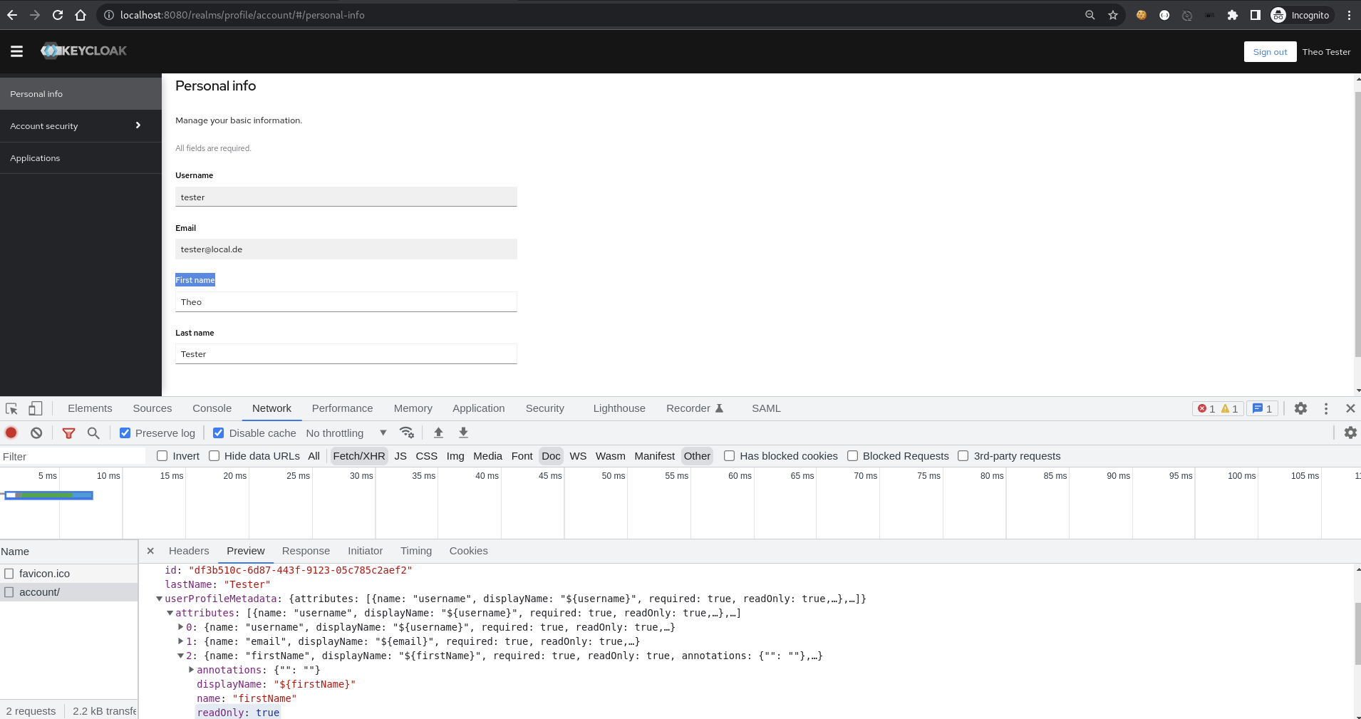 Disabled user profile field editable in PersonalInfo page · Issue #17652 · keycloak/keycloak ...