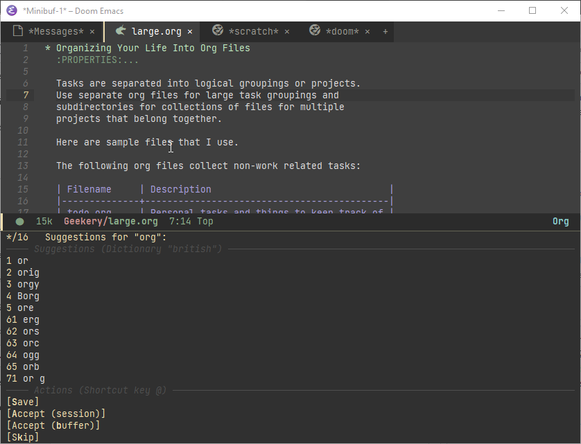 Visual Indicators For Misspelled Words Are Not Visible For Large Org Mode Files When Using
