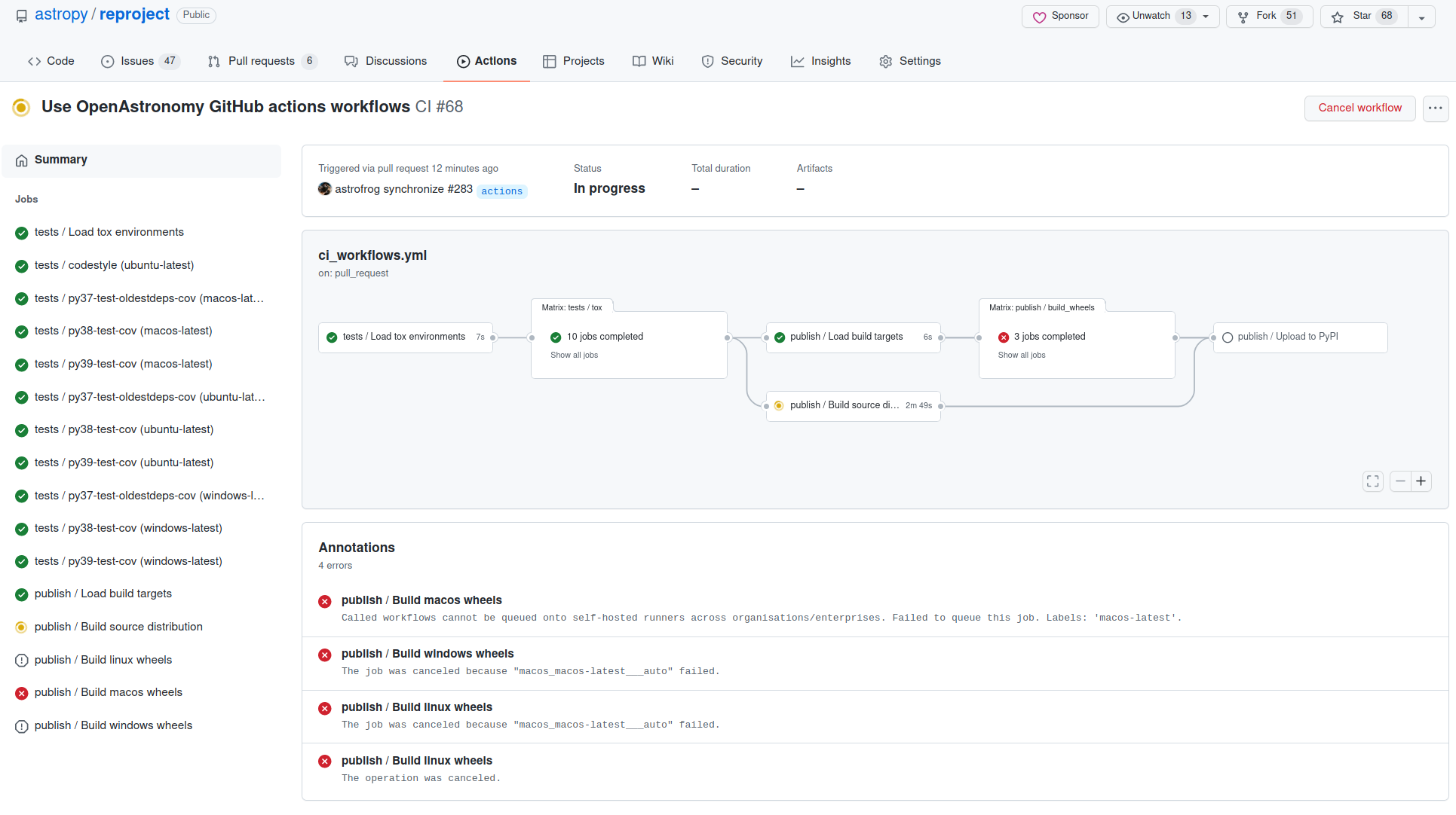 Transient failures when using workflows · Issue #34 · OpenAstronomy/github-actions-workflows ...