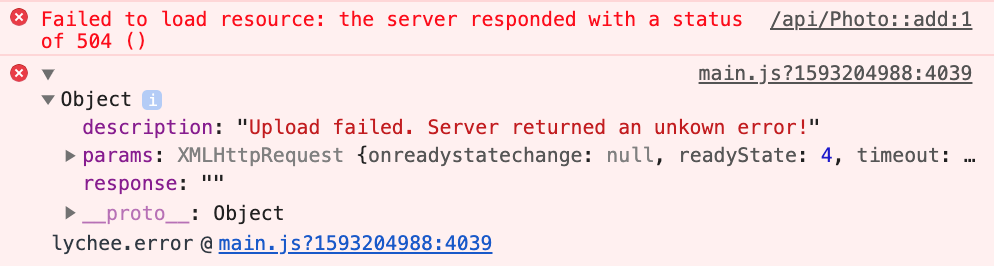 504 Gateway timeout when processing images · Issue #637 · LycheeOrg/Lychee · GitHub
