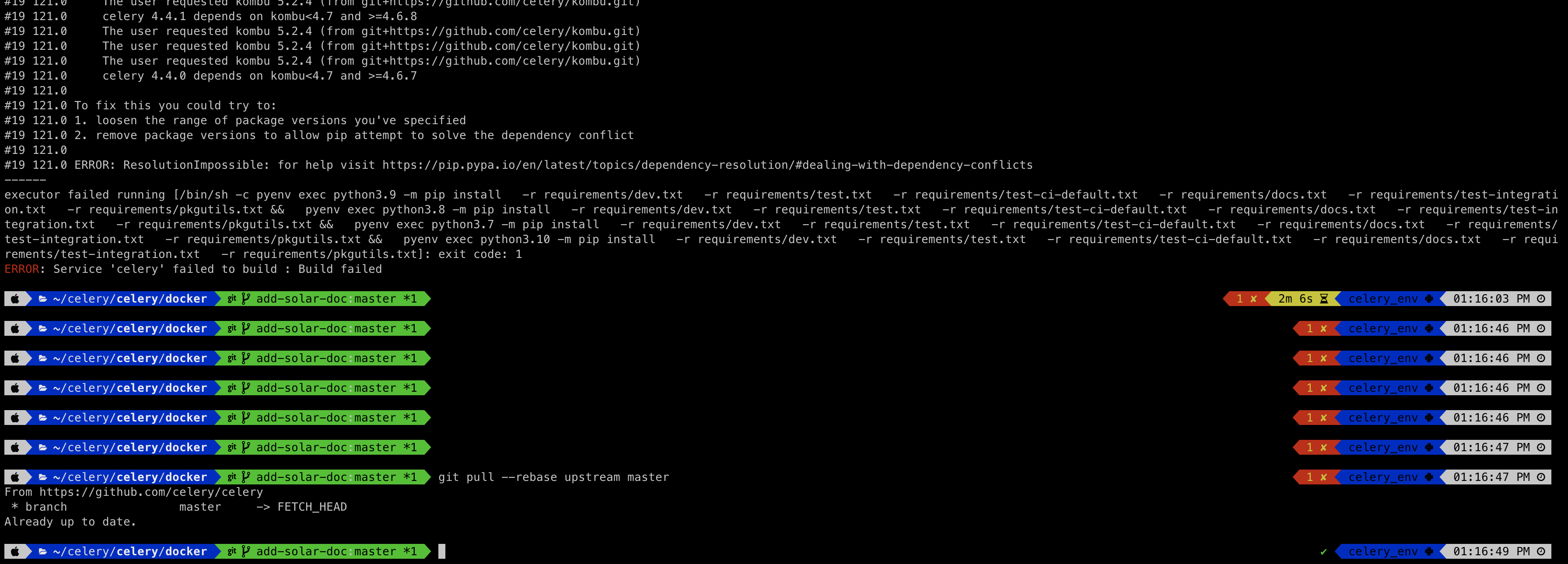 conflicting dependencies while building docker image of celery · celery celery · Discussion ...