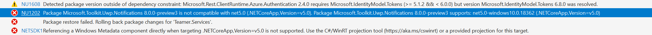 Microsoft.Toolkit.Uwp.Notifications not working in a .Net 5 webapi project · Issue #3565 ...