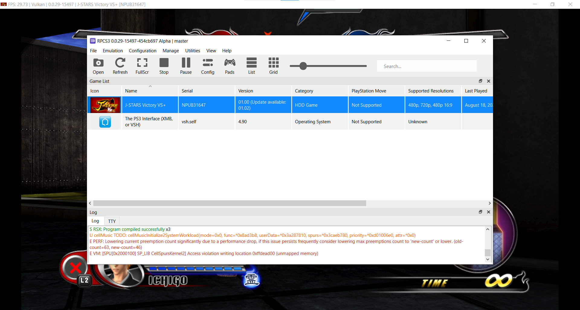 [NPUB31647] J-Stars Victory VS+ - Game freezing with audio output. · Issue #14506 · RPCS3/rpcs3 ...