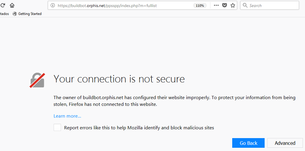 Buildbot Insecure Connection Error · Issue 10405 · Hrydgardppsspp