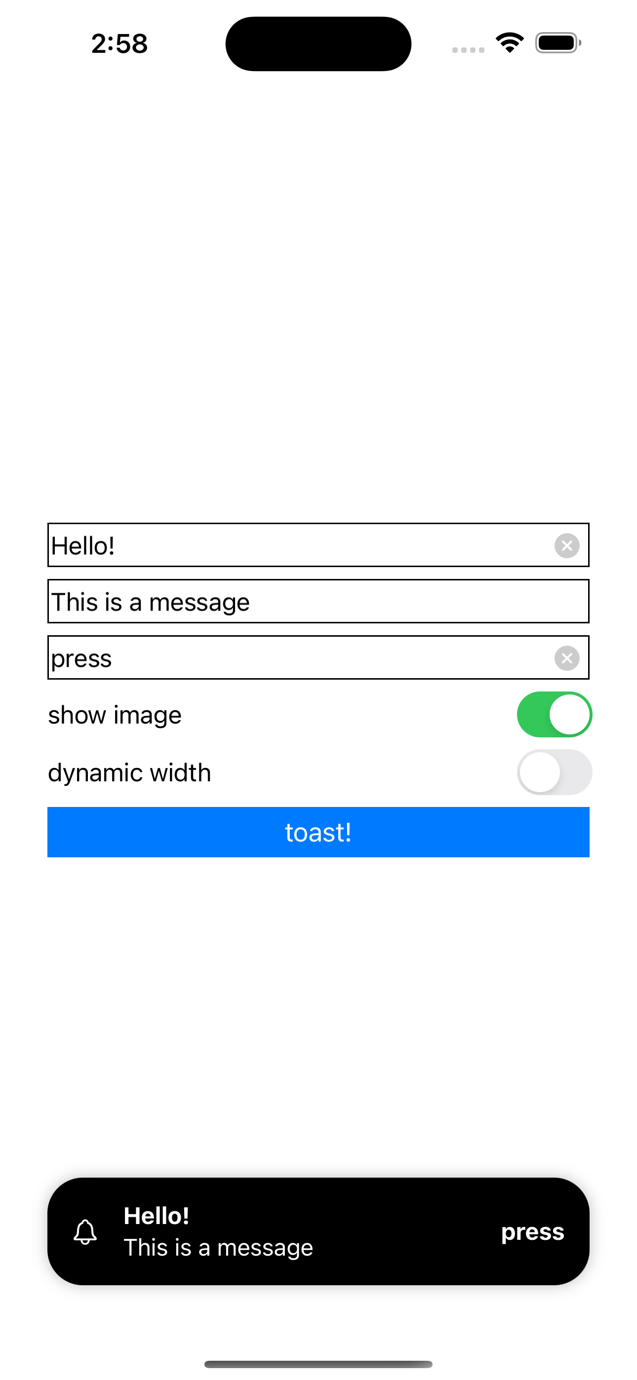 GitHub - SamFinston/toast-view: Customizable UIView modal