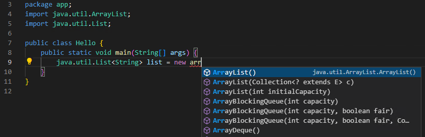 Pressing enter to complete 'ArrayList' gets a wrong code completion ...