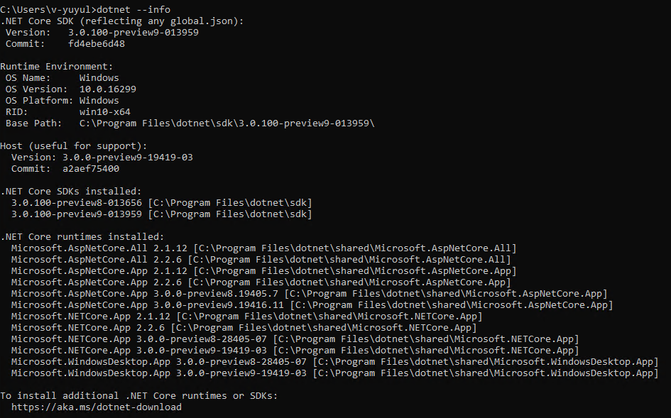 Update The Error Info Under Entity Framework Migrations Section In