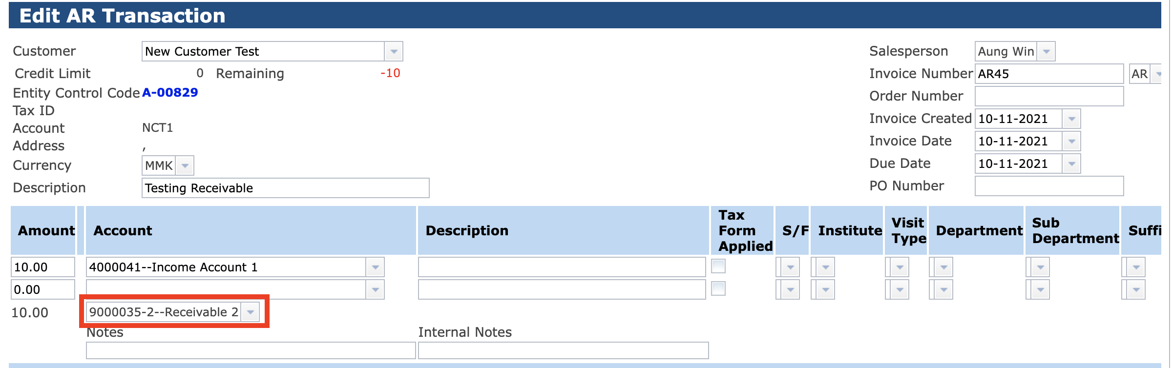 AR/AP account dropdown are not correctly selected on Transactions ...
