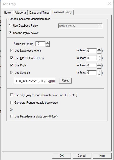 Per Entry Password Generation Policy For Password Safe · Issue 201 · Strongbox Password Safe
