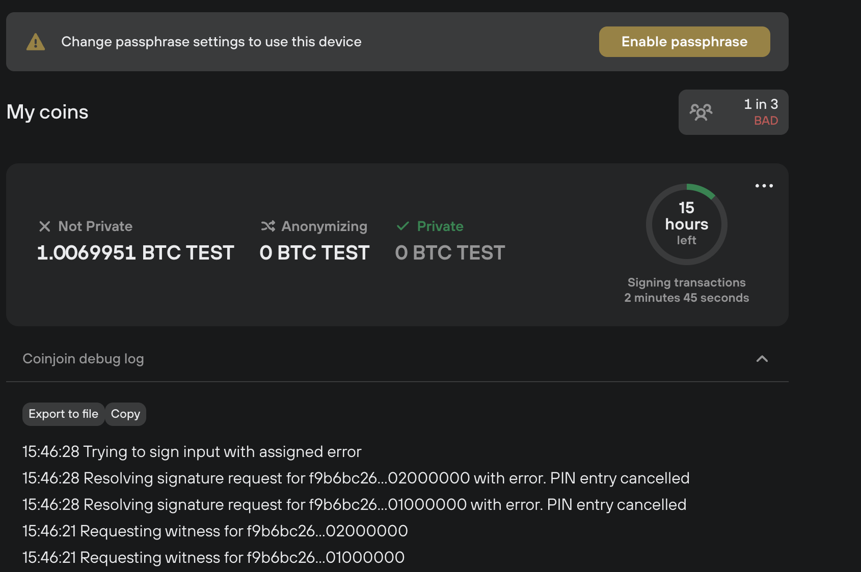 Coinjoin Signing Transaction Fails When Device Autolocks · Issue 6828 · Trezortrezor Suite