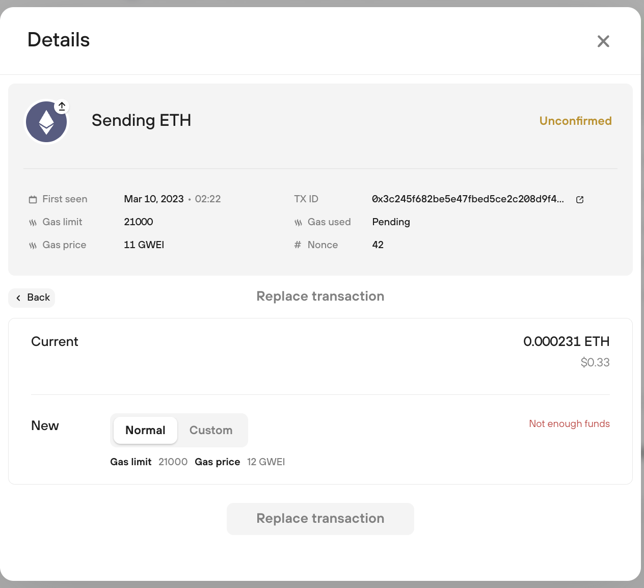 Unable to bump fee of ETH send transaction if BTC Satoshi units are enabled · Issue #7779 ...
