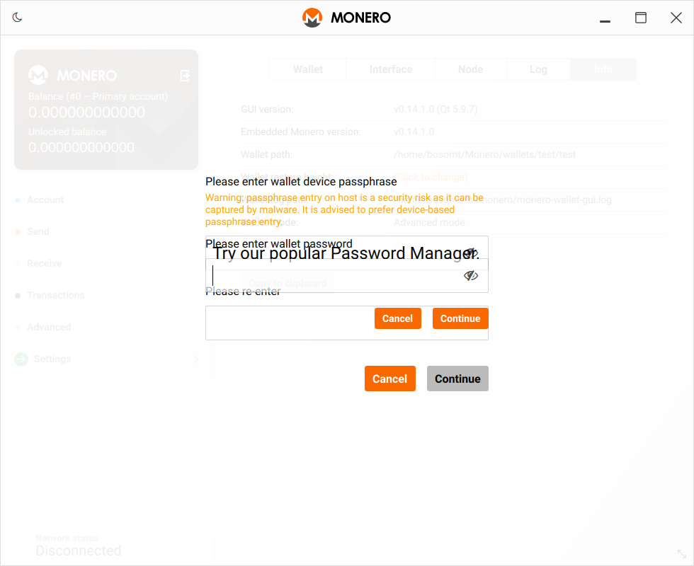 When Asked For Trezor T Passphrase After Some Time Dialogue Overlaps · Issue 2285 · Monero