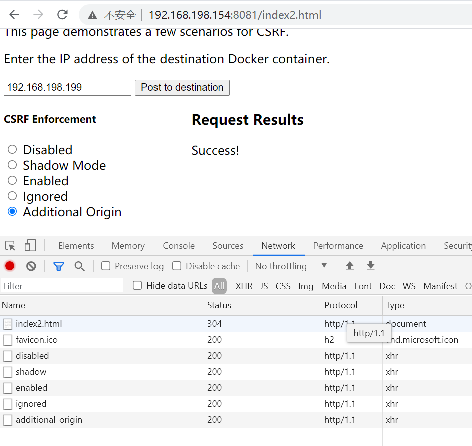 I test csrf with in istio using the example in envoy examples of csrf ...