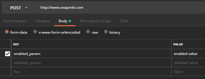 Console shows disabled body parameters · Issue #5207 · postmanlabs/postman-app-support · GitHub