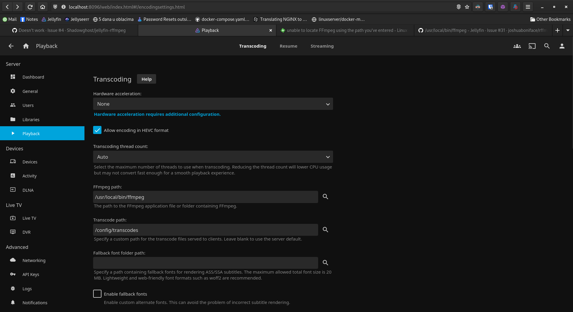 Doesn't work · Issue #4 · Shadowghost/jellyfin-rffmpeg · GitHub
