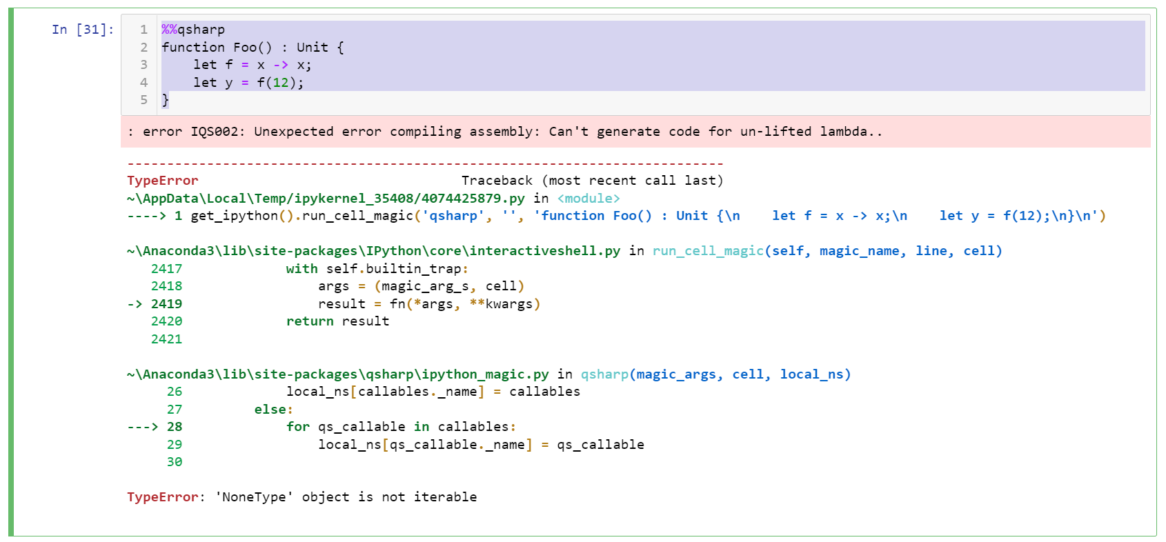 Lambda Functions And Operations Cannot Be Used From Iq · Issue 606 · Microsoft Iqsharp · Github