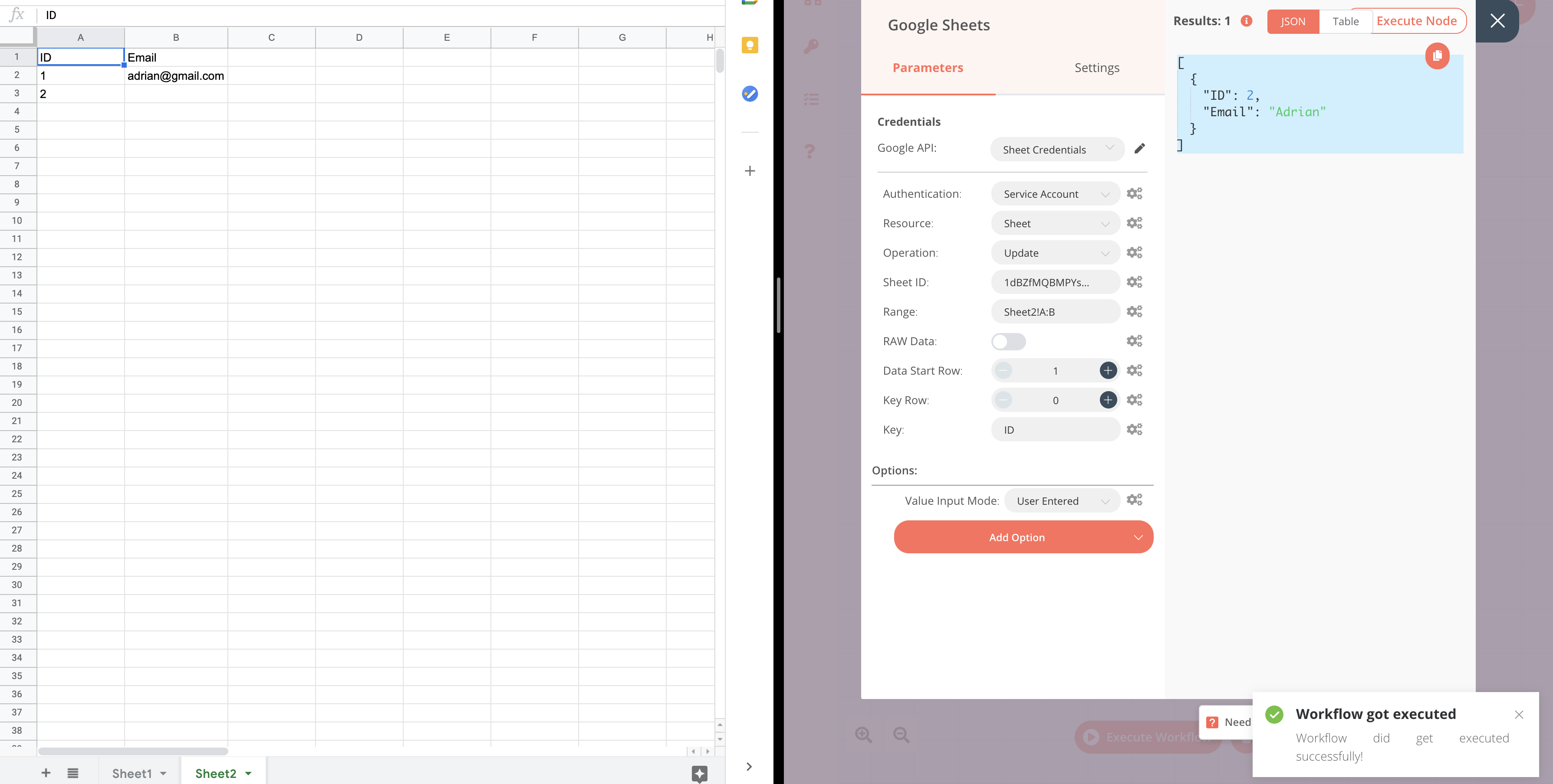 Google Sheet Node Update Operation not working · Issue #1336 · n8n-io ...