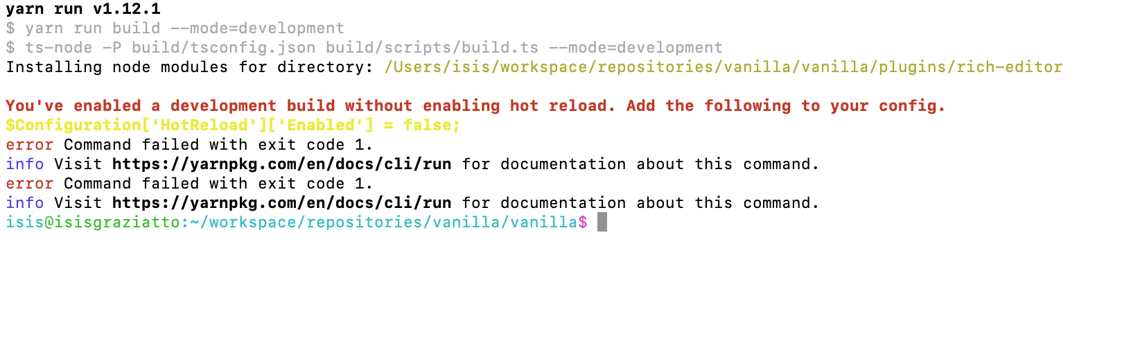 Build Process Fix Misleading Error Message · Issue 8009 · Vanilla Vanilla · Github