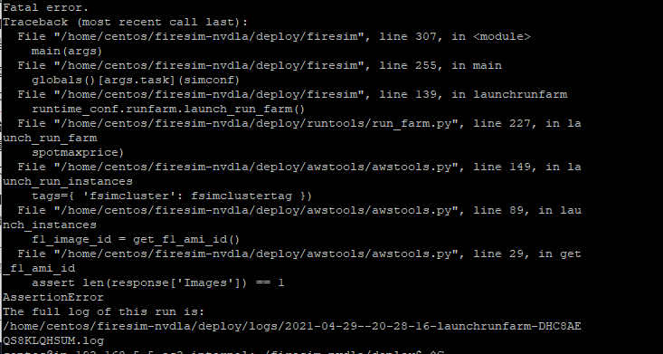 assert len(response['Images']) == 1 failed · Issue #27 · CSL-KU/firesim-nvdla · GitHub