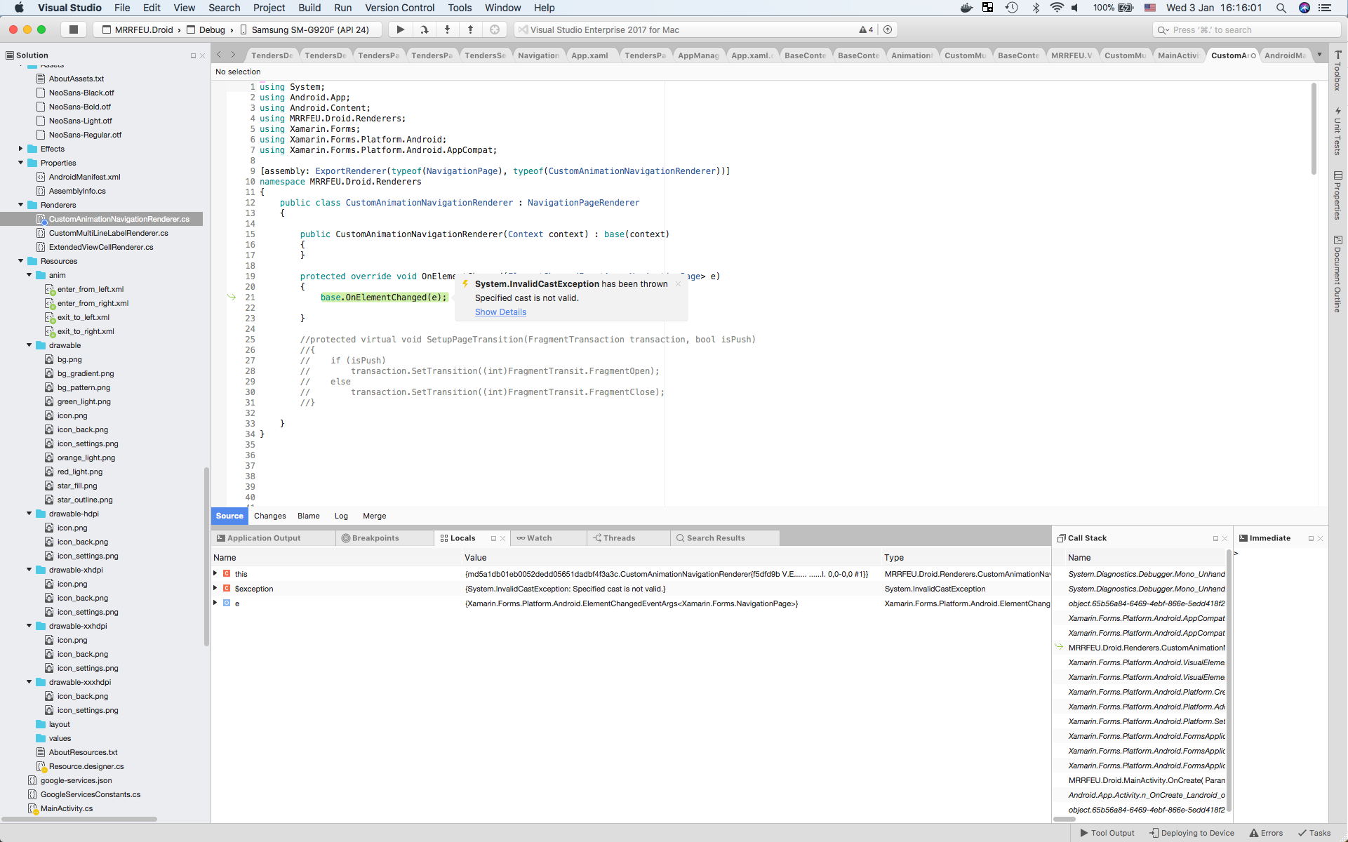 Android - custom NavigationPageRenderer - System.InvalidCastException has been thrown · Issue ...