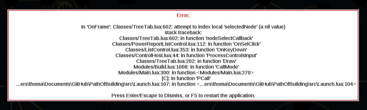 Crash when clicking sort options in node power · Issue #5503 · PathOfBuildingCommunity ...