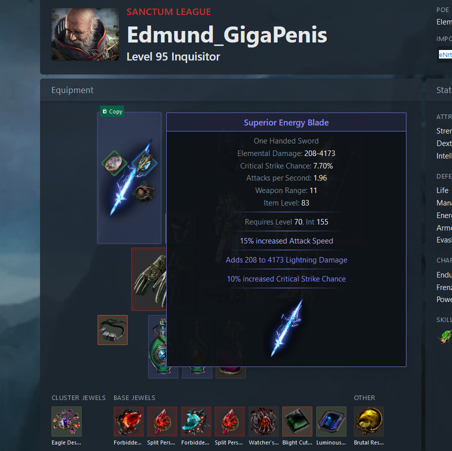 Importing energy blade build from poe.ninja deletes weapon · Issue ...