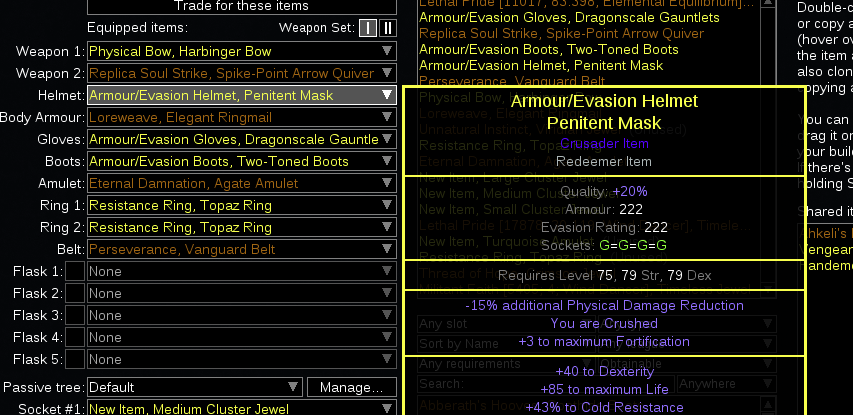 "5% additional Physical Damage Reduction while you have at least 150 Devotion" nodes of Militant ...