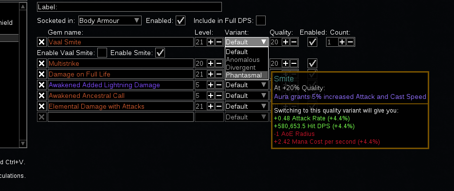 Phantasmal Smite not increasing damage · Issue #6037 · PathOfBuildingCommunity/PathOfBuilding ...