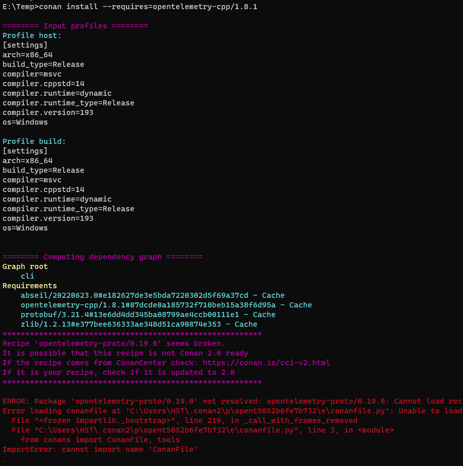 Conan Recipe Not Updated For Conan 2 0 · Issue 2130 · Open Telemetry Opentelemetry Cpp · Github