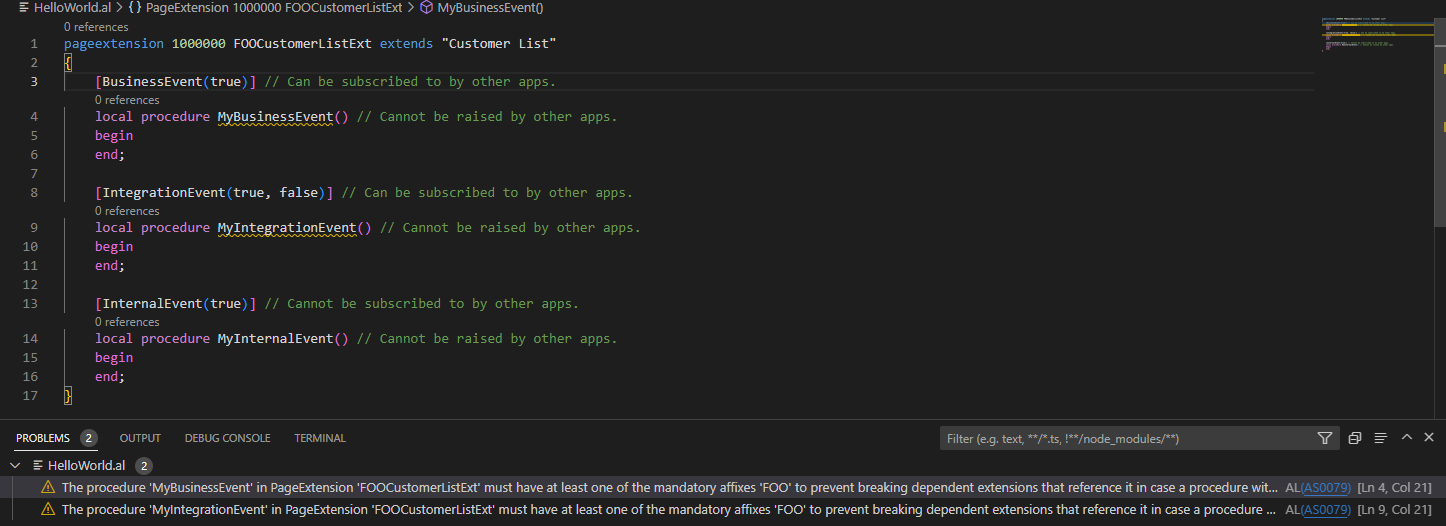 AppSourceCop Rule AS0011 / AS0079 should warn on event procedures · Issue #7264 · microsoft/AL ...