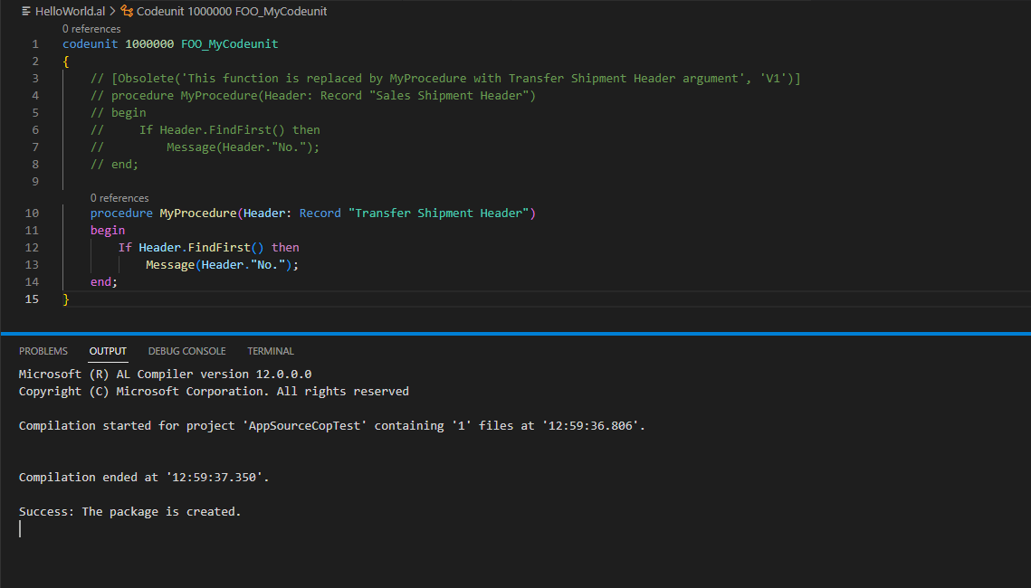 False AS0026 error when changing parameter of an obsolete procedure ...