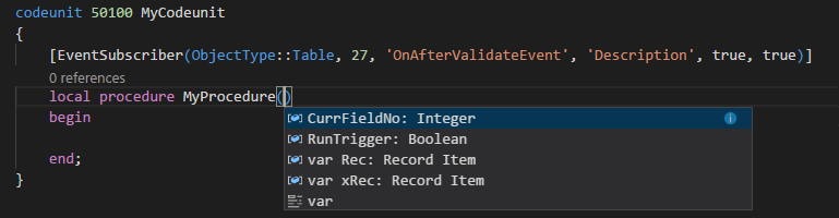 Subscriber Events - Copying the parameters from the Publisher Event ...