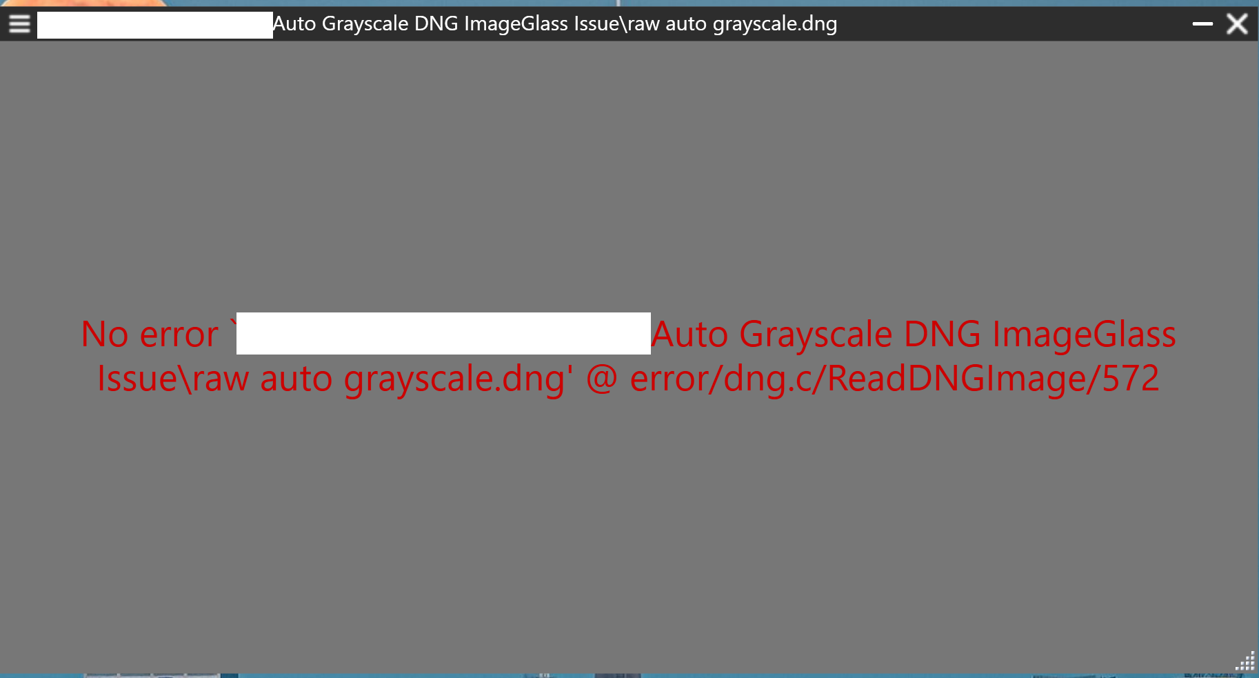DNG Grayscale file not supported. (only single color channel?) [error/dng.c/ReadDNGImage/572 ...