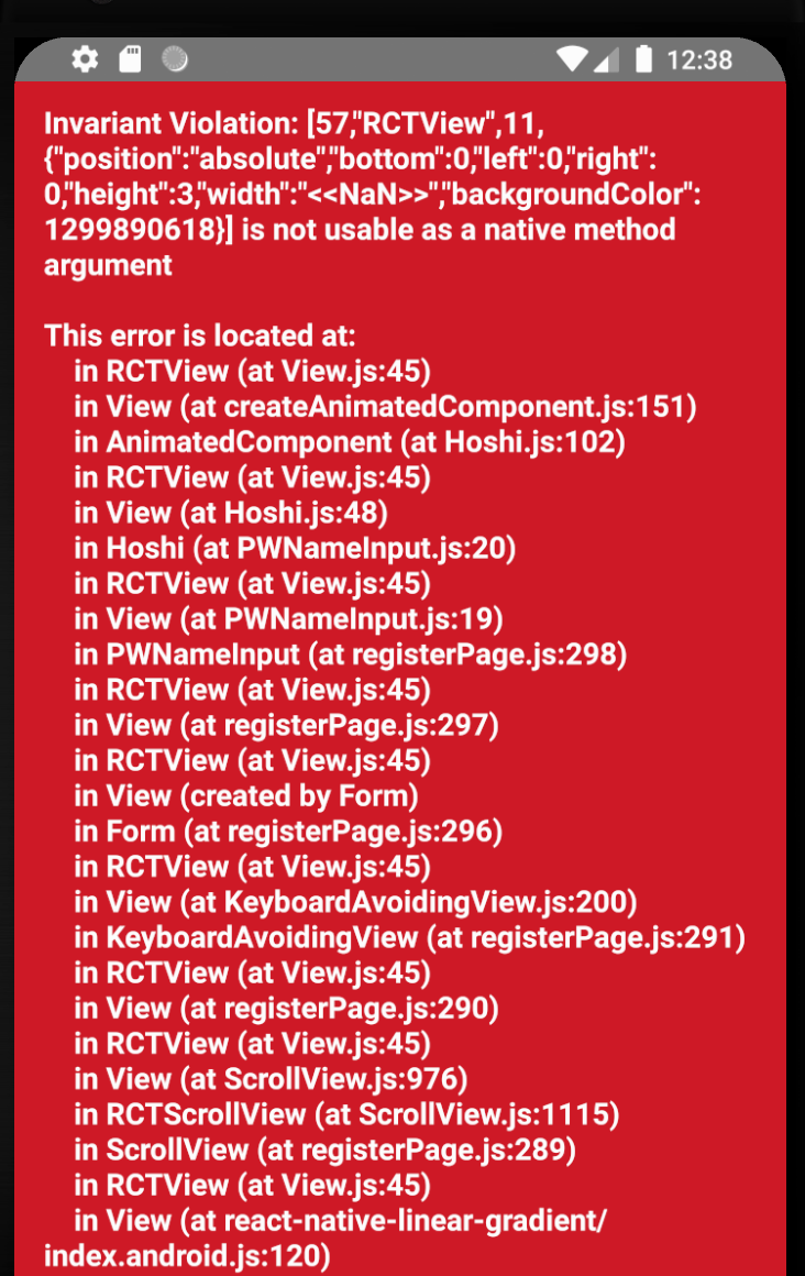Invariant Violation: [67,"RCTView",51,{"position":"absolute","bottom":0,"left":0,"right":0 ...