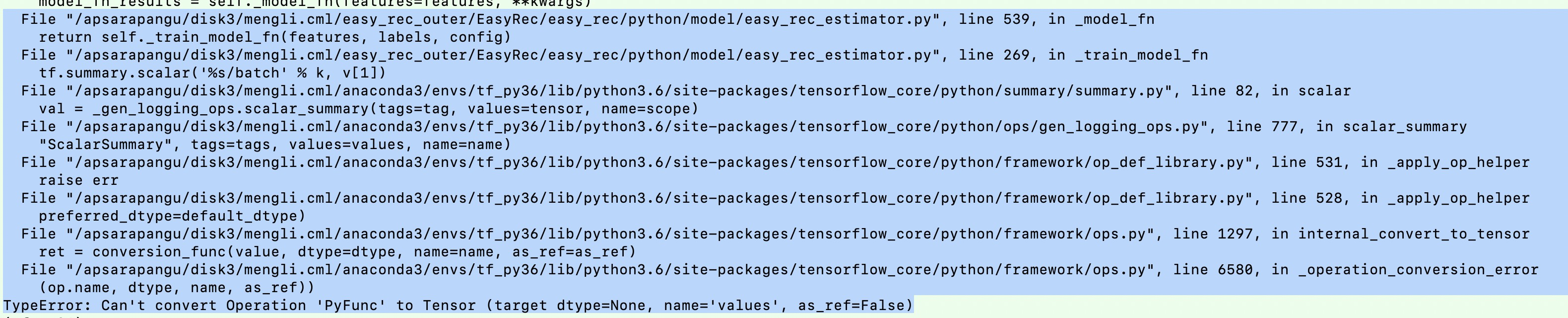 eval_config 里加 gauc，报错 TypeError: Can't convert Operation 'PyFunc' to Tensor · Issue #161 ...