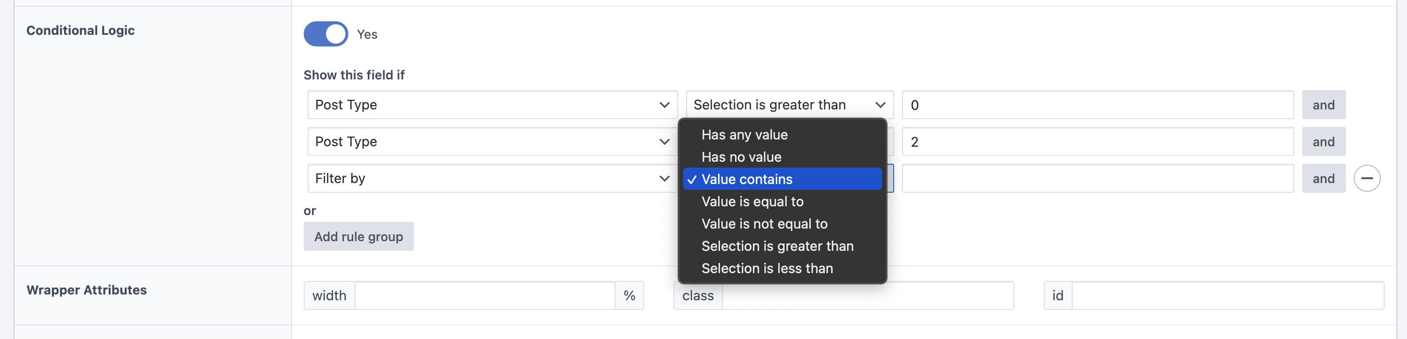 Request for more Conditional Logic options for ACF fields · Issue #685 · AdvancedCustomFields ...