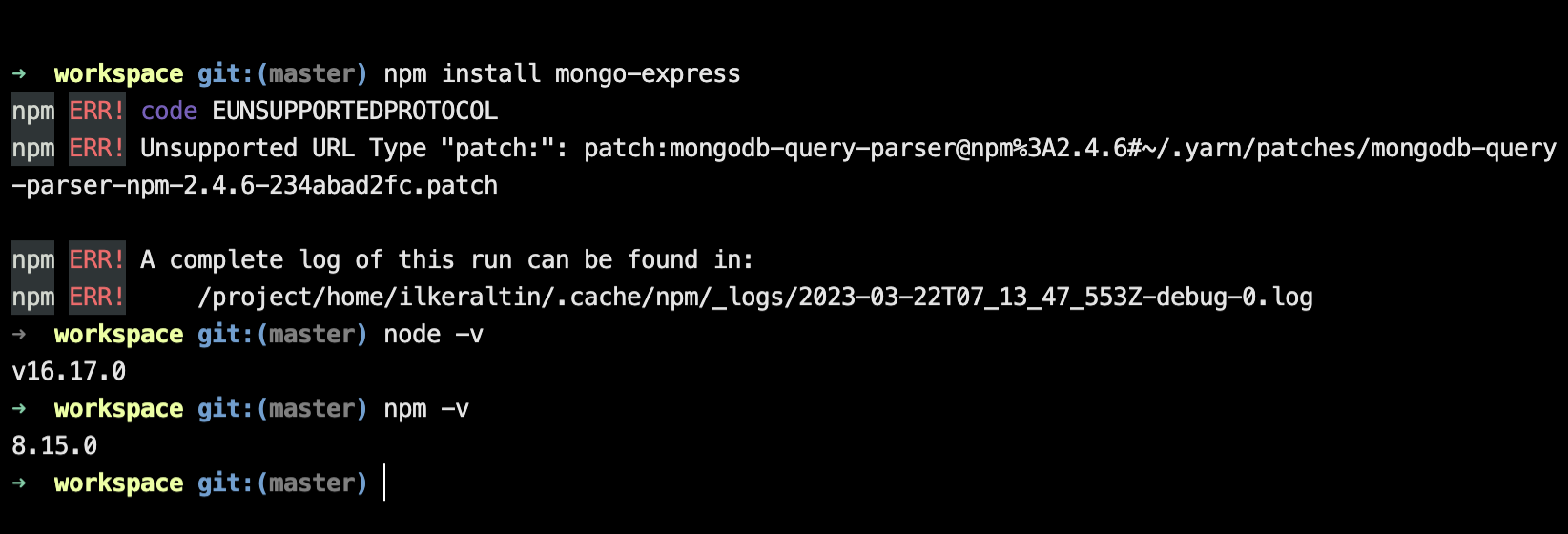 Unsupperted URL Type "mongodb-query-parser" patch error · Issue #1162 · mongo-express/mongo ...