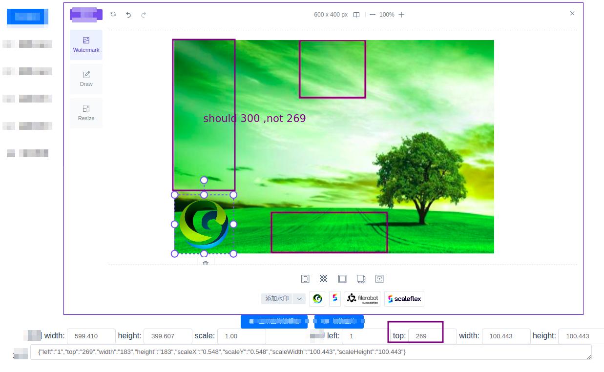 [BUG]the watermark offset x and y is not correct · Issue #215 · scaleflex/filerobot-image-editor ...