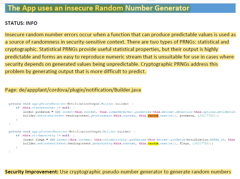 Usage Of Insecure Random Number Generator In notification Builder java