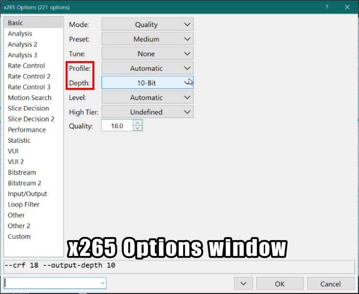 2.1.7.3: x265 Profile field width becomes different b/w 8-bit and 10-bit · Issue #472 · staxrip ...