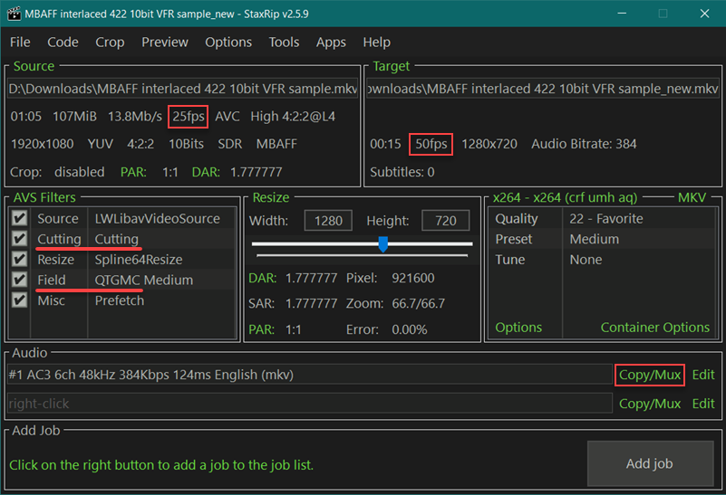 Audio is not properly cut when the frame rate is altered in the script · Issue #710 · staxrip ...