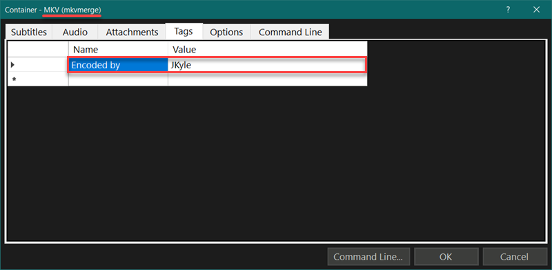 What command add Encoded name and remove encoding setting on x265 if seen on mediainfo ...