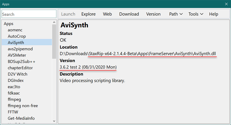Included AviSynth.dll not detected with portable settings · Issue #321 · staxrip/staxrip · GitHub