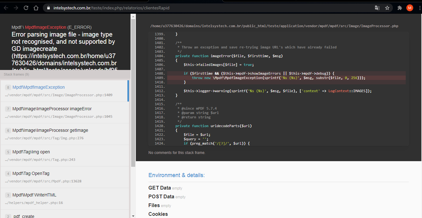 ERRO AO GERAR RELATORIO EM PDF v4.20.0 · Issue #1044 · RamonSilva20/mapos · GitHub