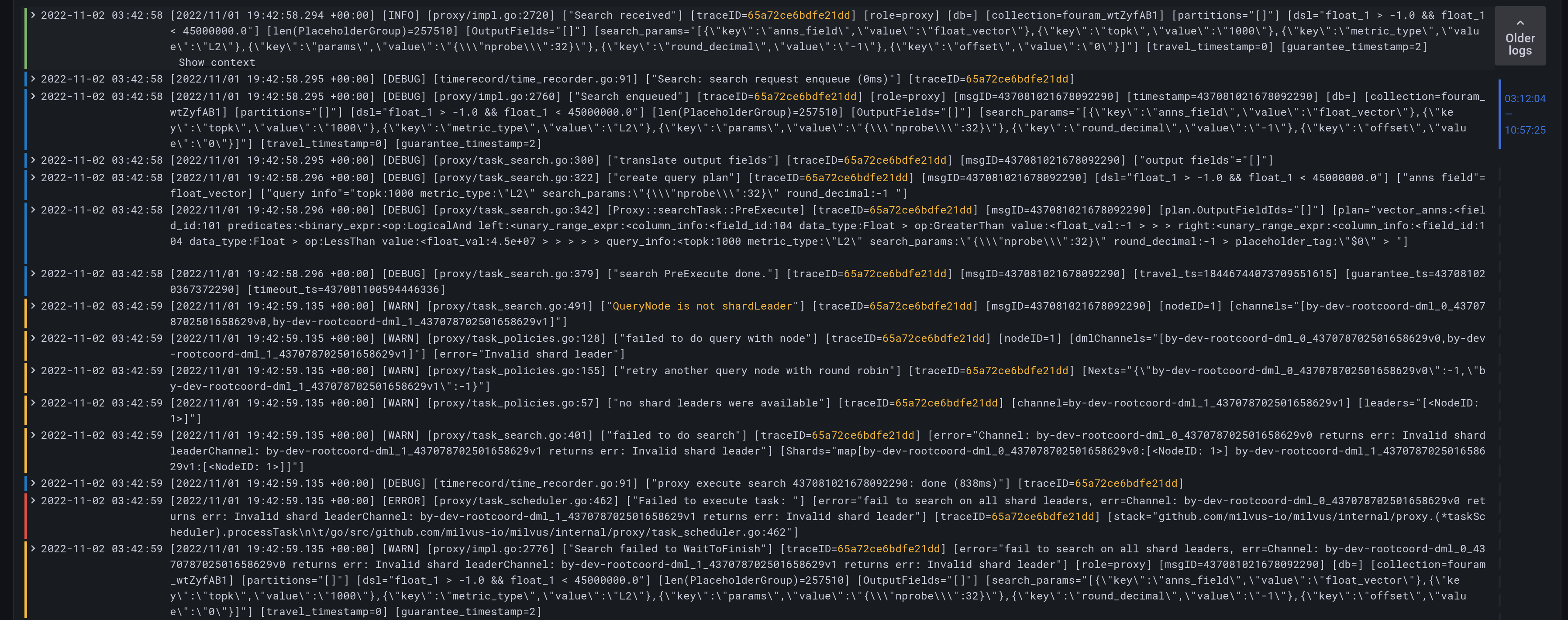 [Bug]: [benchmark][cluster] Querynode restart, 50m vectors, serial search raise error：Invalid ...