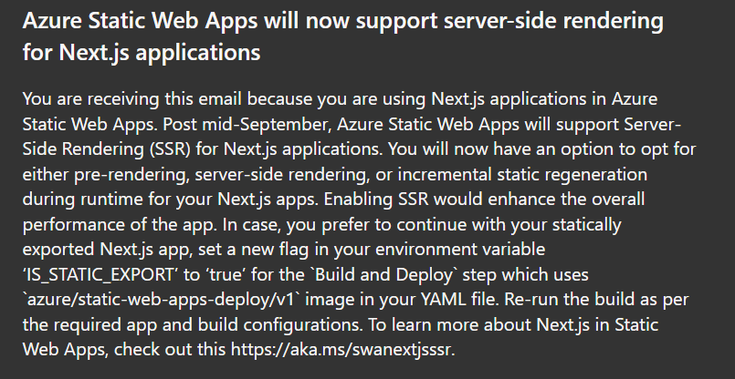 Next.js server side rendering - possible with SWA? · Issue #749 · Azure/static-web-apps · GitHub