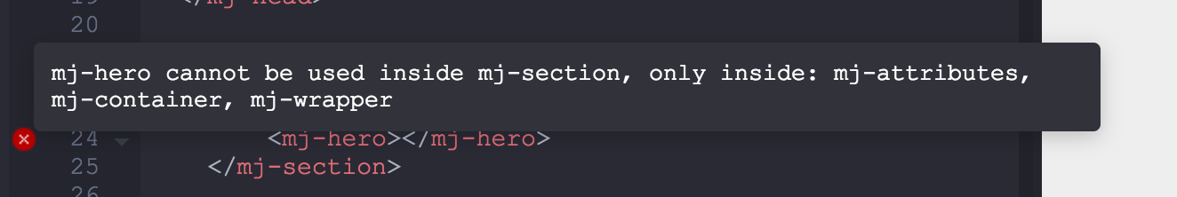 MJML App error message on mj-hero contains mj-container · Issue #1079 · mjmlio/mjml · GitHub