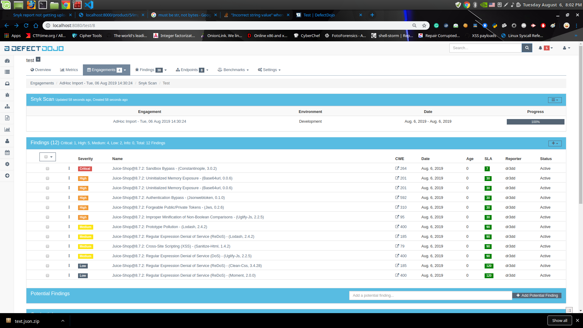Snyk report not getting uploaded · Issue #1457 · DefectDojo/django ...