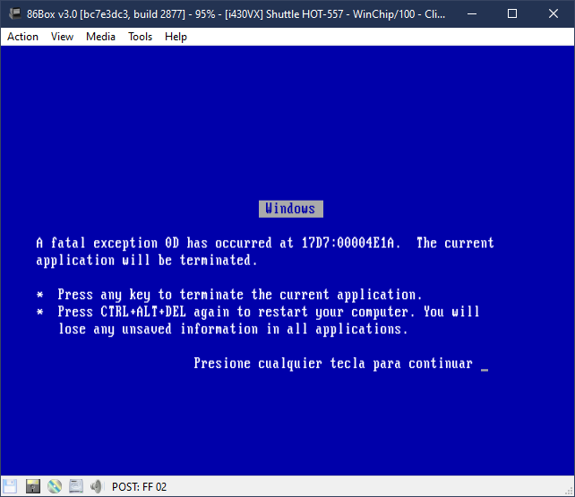 Windows 95 doesn't boot any more (Dev build) · Issue #1351 · 86Box/86Box · GitHub