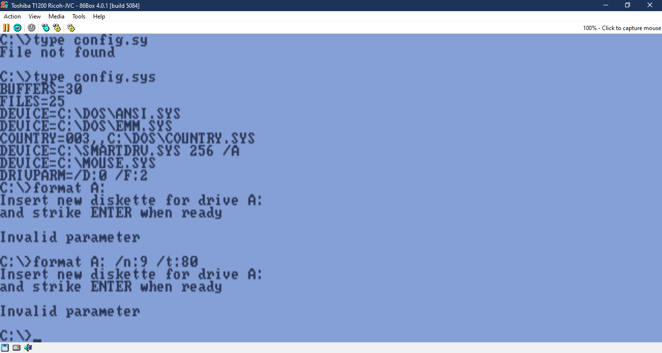 Toshiba T1200 - Format gives only 360KB free space on a 720KB diskette · Issue #3737 · 86Box ...